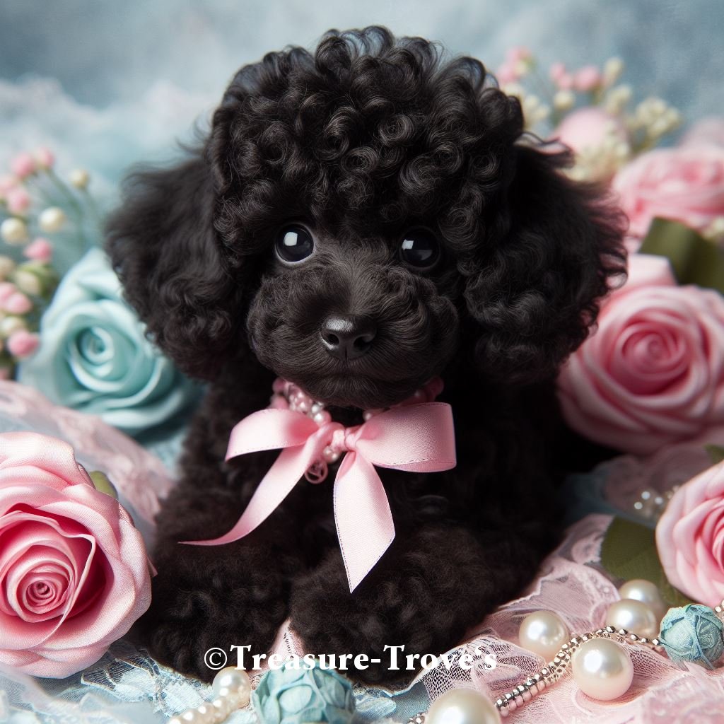 Zwarte Miniatuur Poedel Puppy Miniatuur Poedel Hond Geïsoleerd